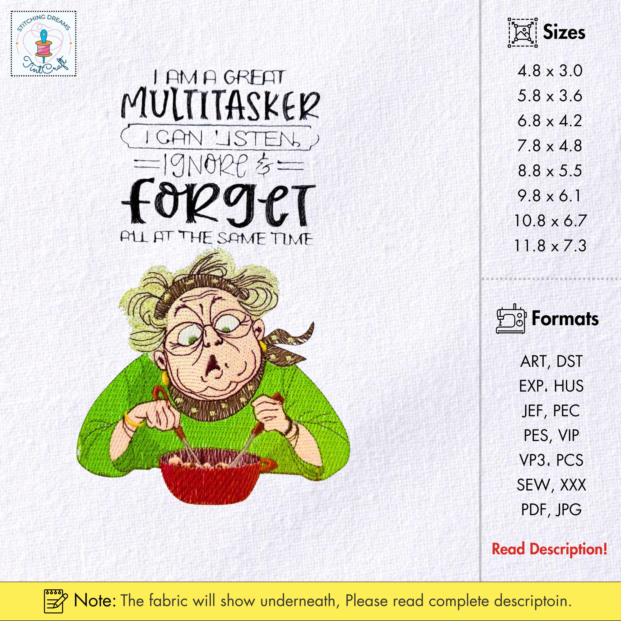 Funny Grandma Machine Embroidery Design Multitasking Granny Embroidery ...