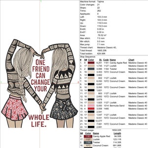 One Friend Can Change Your Life Quote Embroidery Best Friends Machine ...