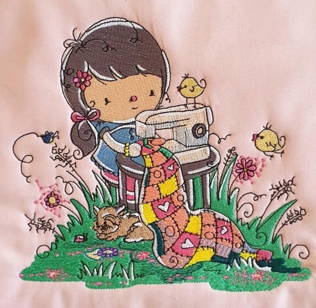 Girl Sewing Machine Embroidery Design Girl Quilting Embroidery Design ...