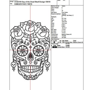 Skull Embroidery Design Day of the Dead Skull Design Floral Skull ...