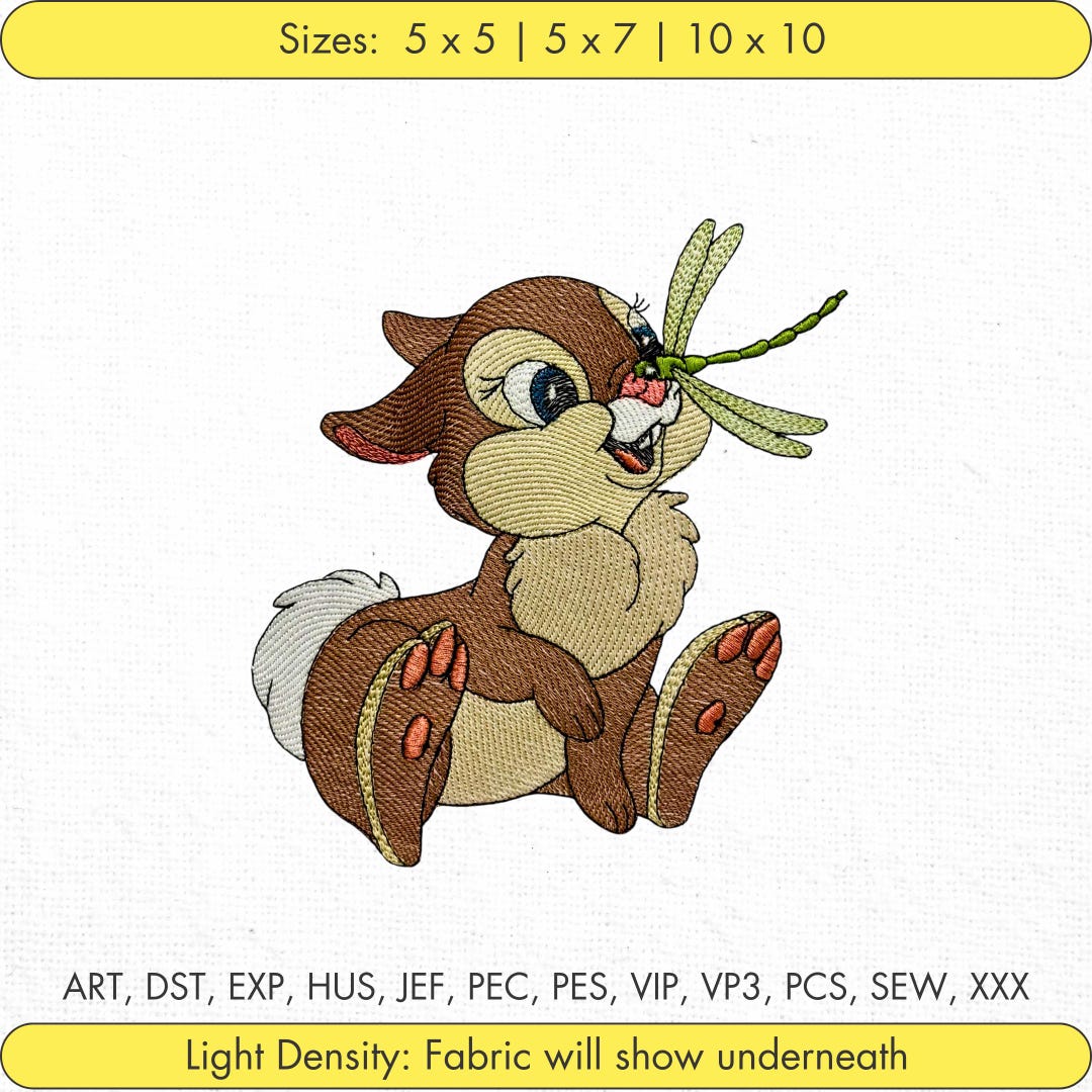 Bunny Thumper Embroidery Design Bambi Movie Designs Dragonfly ...