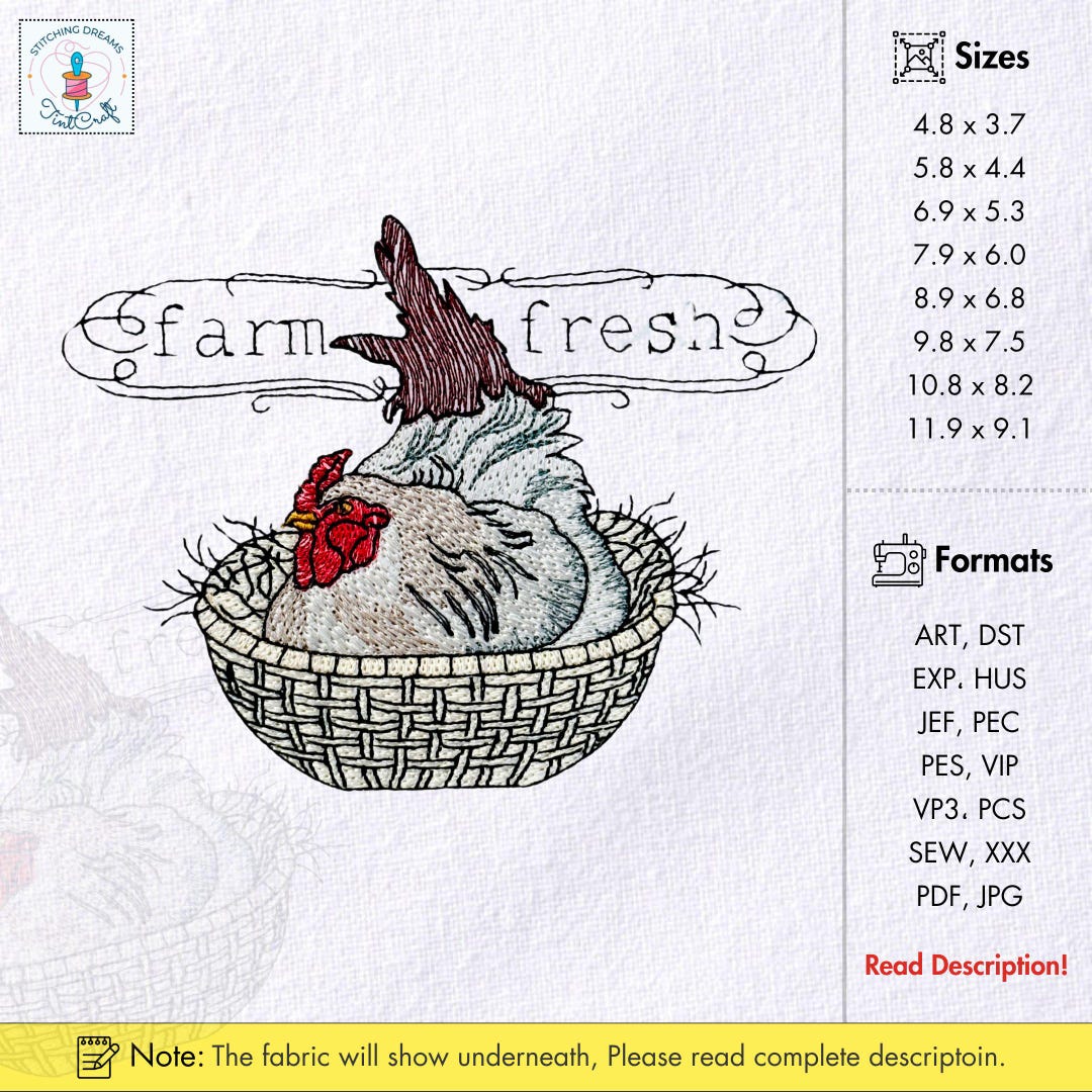 Chicken Nest Machine Embroidery Design Farm Fresh Hen Embroidery ...