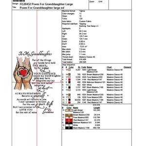 Granddaughter Poem Machine Embroidery Granddaughter Embroidery Designs ...