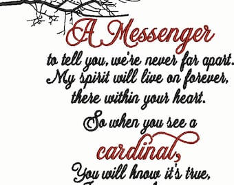 Cardinal Embroidery Designs A Messenger Poem Embroidery Design Cardinal ...