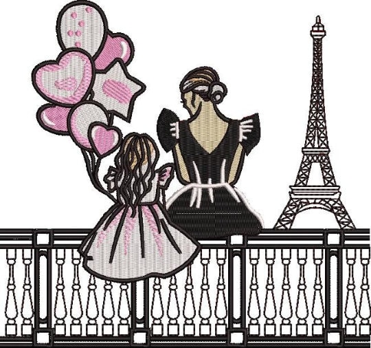 Mother and Daughter Machine Embroidery Design Mothers Day - Etsy