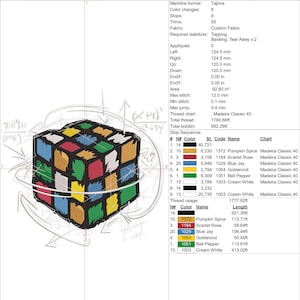 Rubik Cube Machine Embroidery Design Rubik Cube With Black Base ...