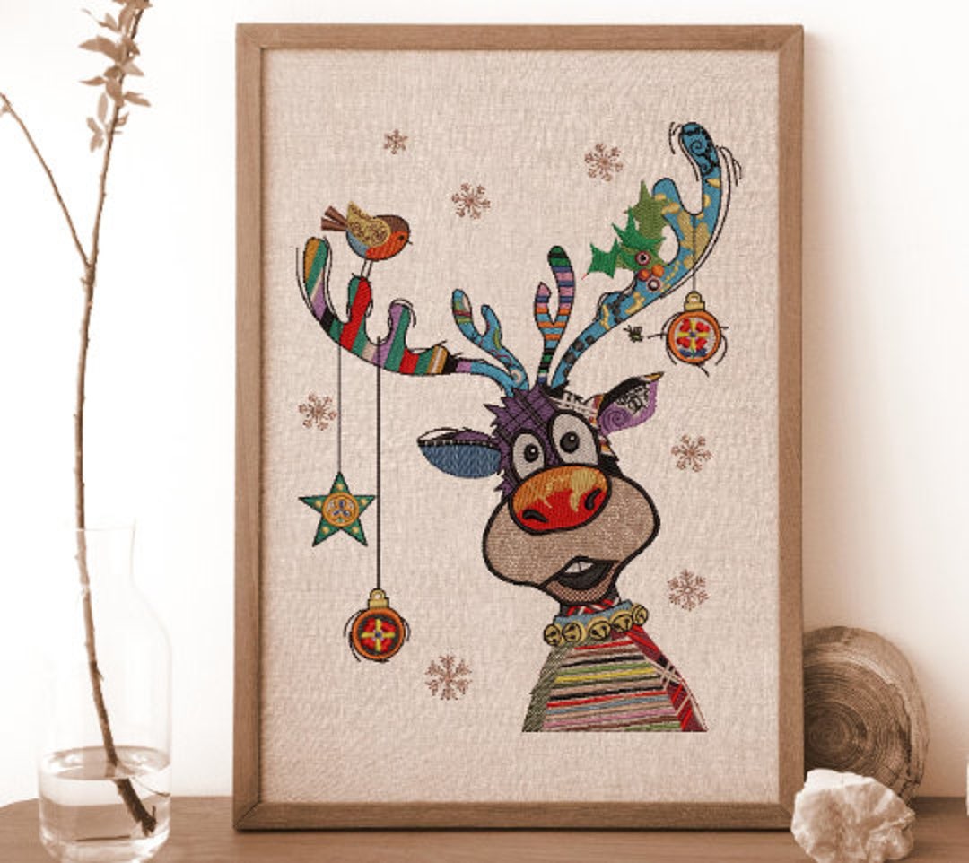 Reindeer Machine Embroidery Design Christmas Reindeer Embroidery Design ...