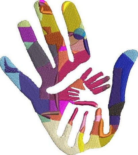 Family Hand Machine Embroidery Pattern Colorful Hand Print Embroidery ...