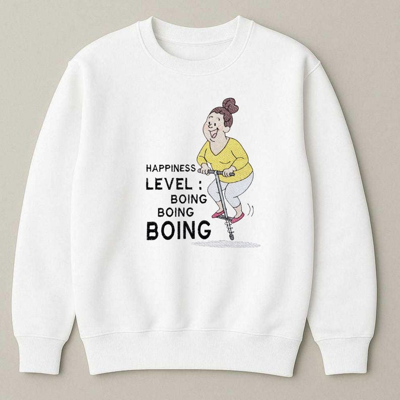 Happy Boing Lady Embroidery Design Funny Woman Fitness Machine ...