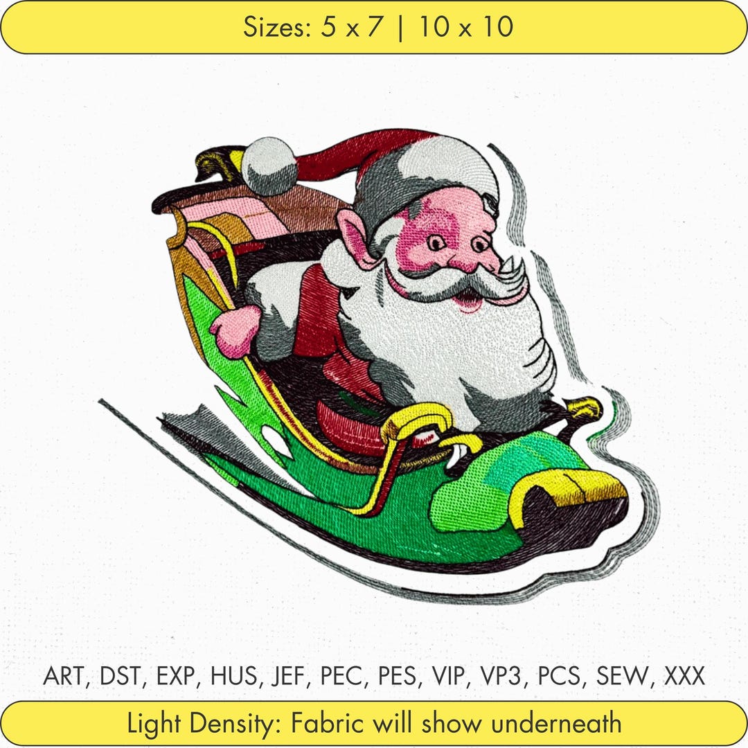 Santa Claus on Sleigh Machine Embroidery Design Christmas Santa Claus ...