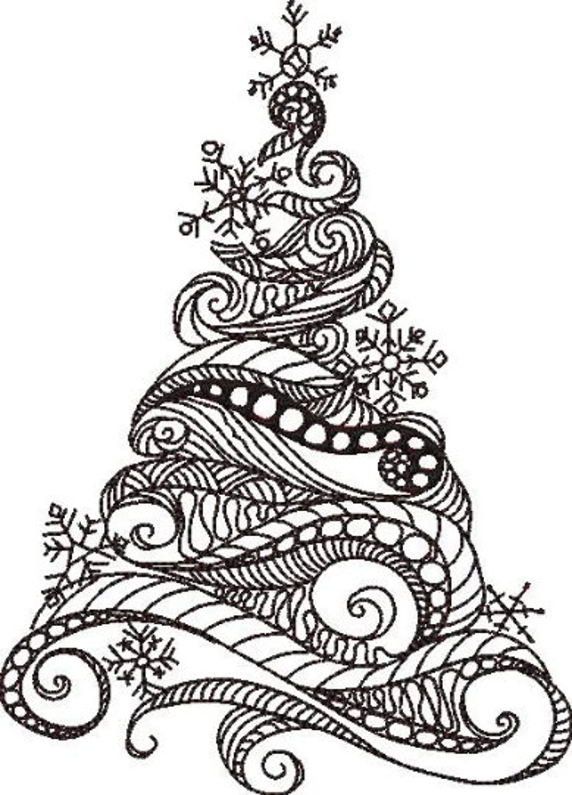Zentangle Christmas Tree Embroidery Design Tree (Instant Download) - Etsy