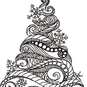 Zentangle Christmas Tree Embroidery Design Tree Embroidery Design ...
