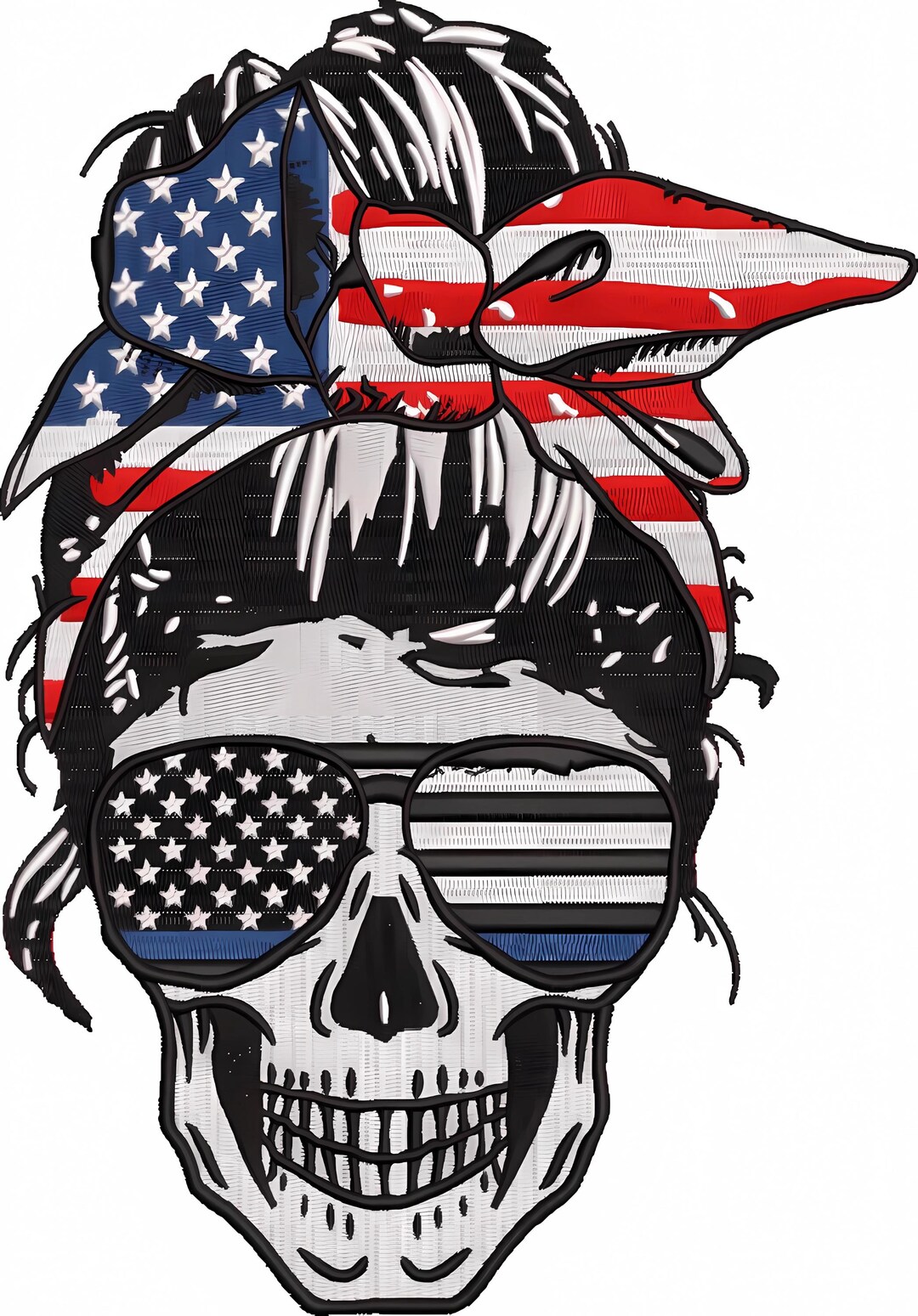 Skull Embroidery Design American Skull Embroidery Design Independence ...