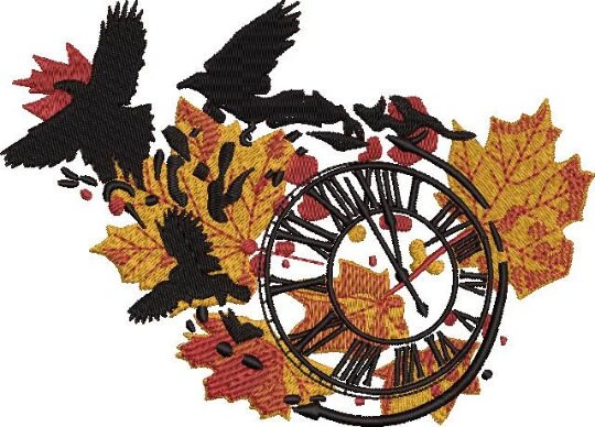 Clock Embroidery Design Fall Birds Clock Art Embroidery Design - Etsy
