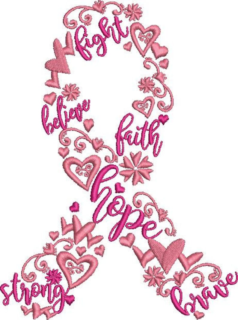 Cancer Ribbon Embroidery Design Cancer Sign Embroidery Design Breast ...