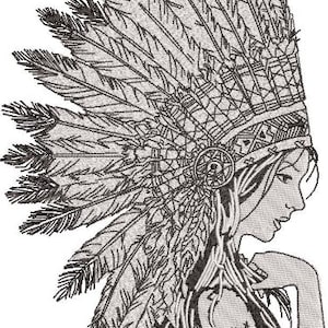 Native Woman Embroidery Design Native Woman With Headdress Machine ...