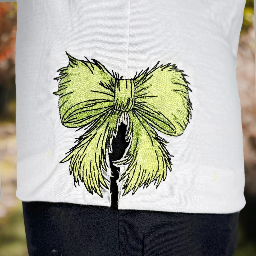 Grinchmas Split Bow Machine Embroidery Design Split Bow Embroidery ...