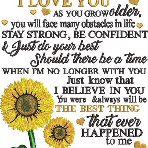 Sunflower Embroidery Designs Sunflower Quote Embroidery Design Love ...