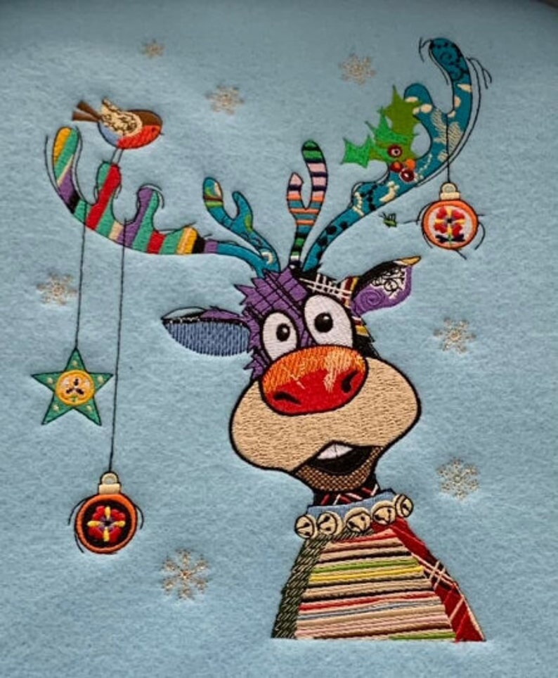 Reindeer Machine Embroidery Design Christmas Reindeer Embroidery Design ...