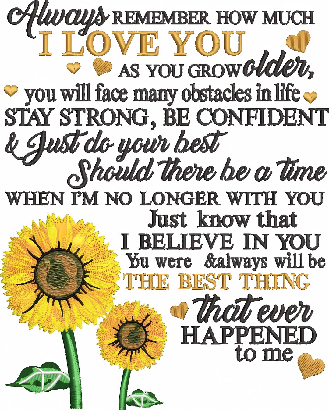 Sunflower Embroidery Designs Sunflower Quote Embroidery Design Love ...