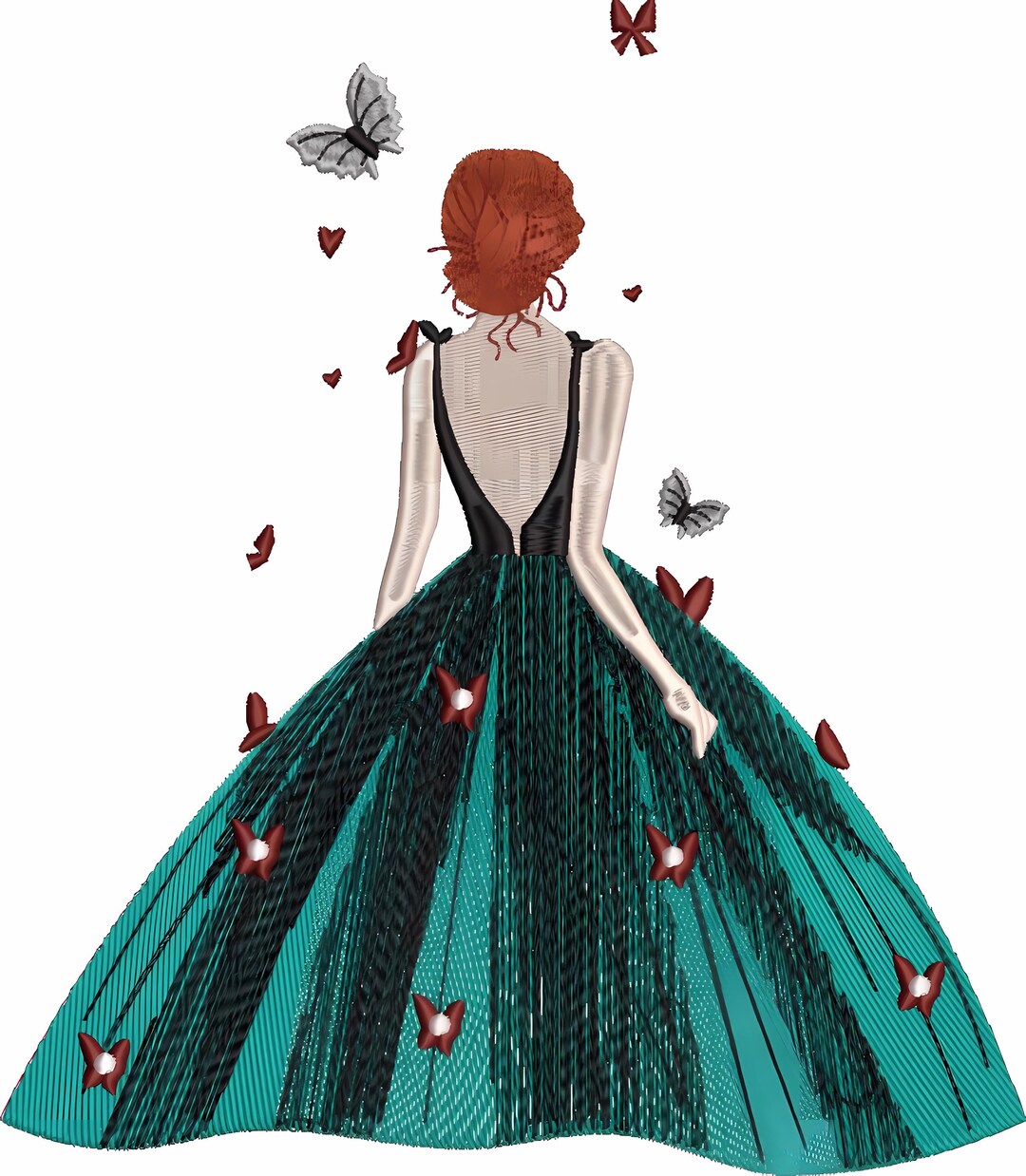 Princess Machine Embroidery Design Butterfly Embroidery Design ...