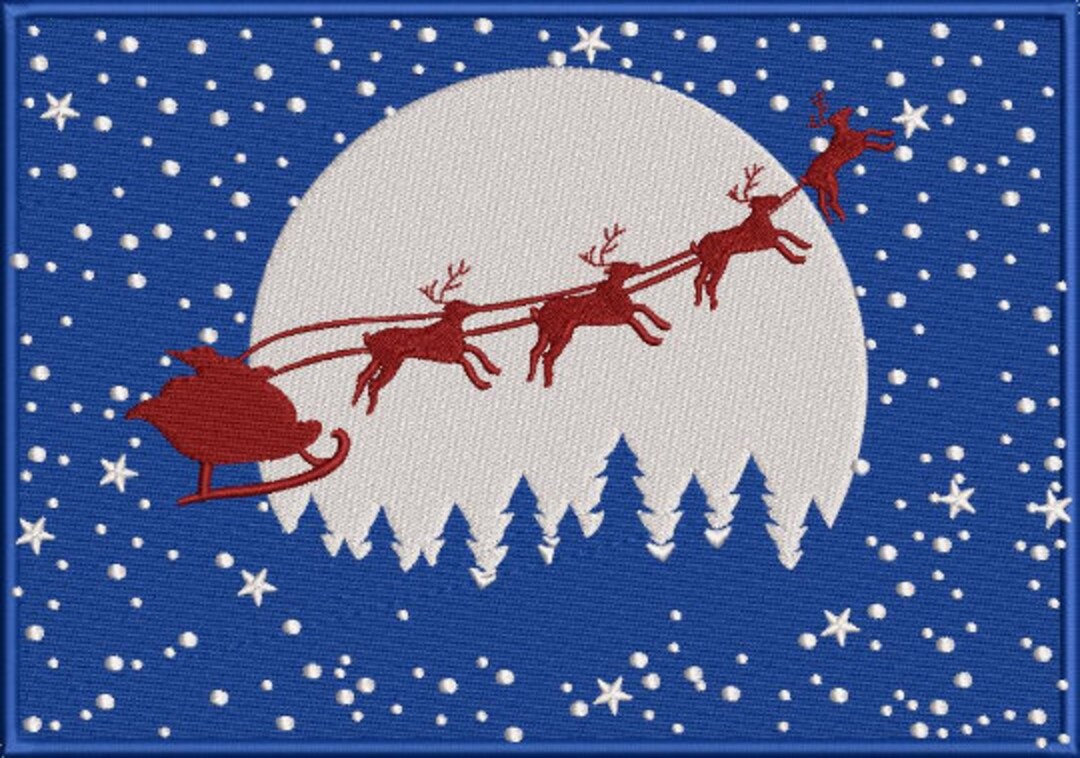 Santa Sleigh Embroidery Design Christmas Embroidery Design Christmas ...