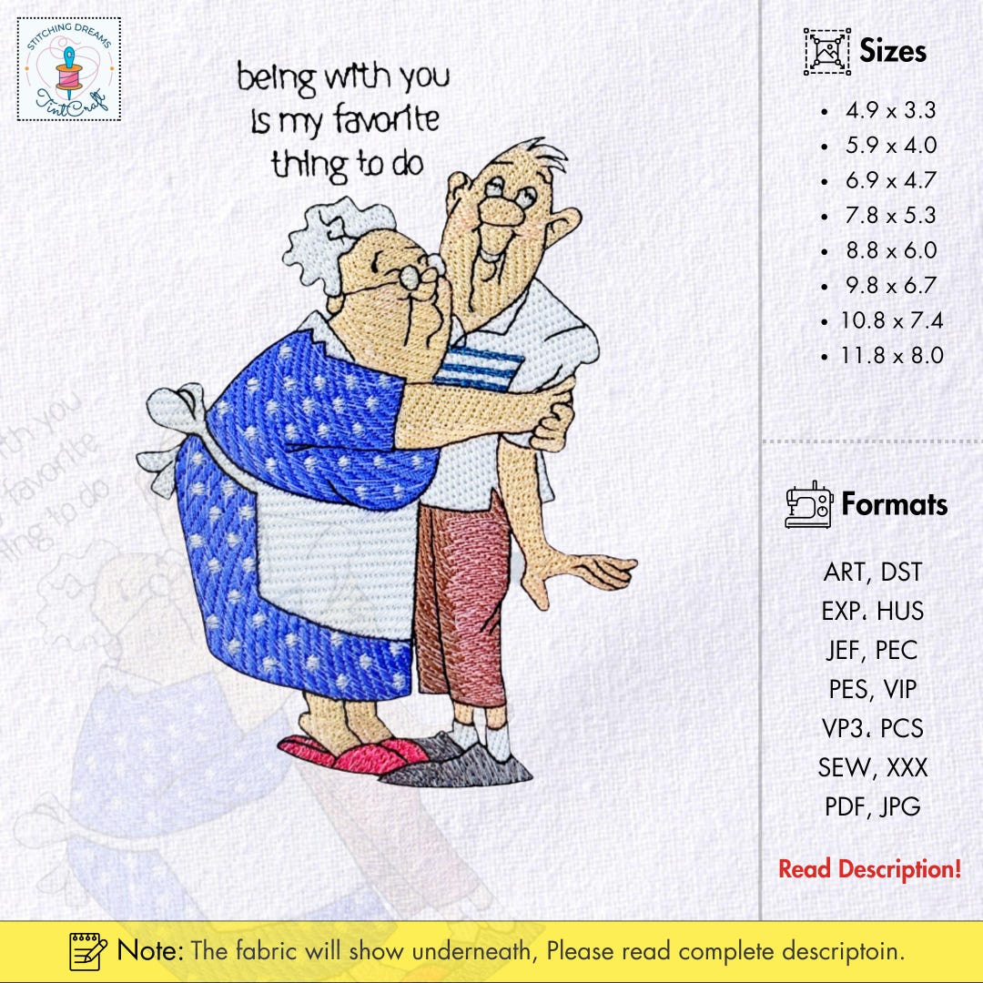 Couple Machine Embroidery Design "being With You Grandparent Couple ...