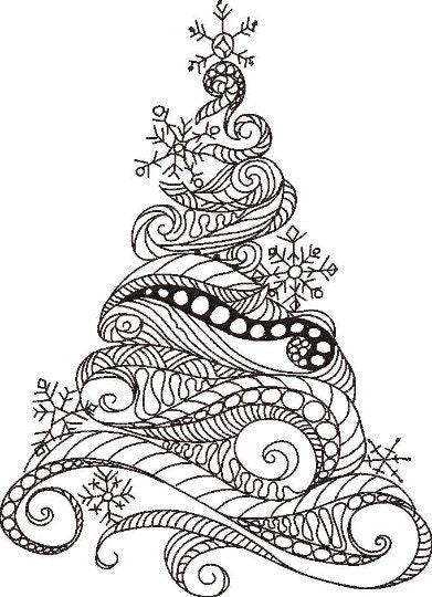Zentangle Christmas Tree Embroidery Design Tree (Instant Download) - Etsy
