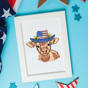 Patriotic Cow Embroidery Design Western Country Cow Machine Embroidery ...