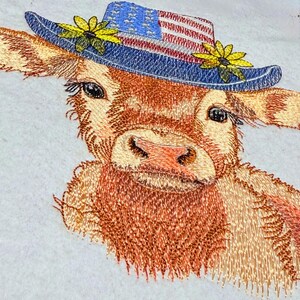 Patriotic Cow Embroidery Design Western Country Cow Machine Embroidery ...