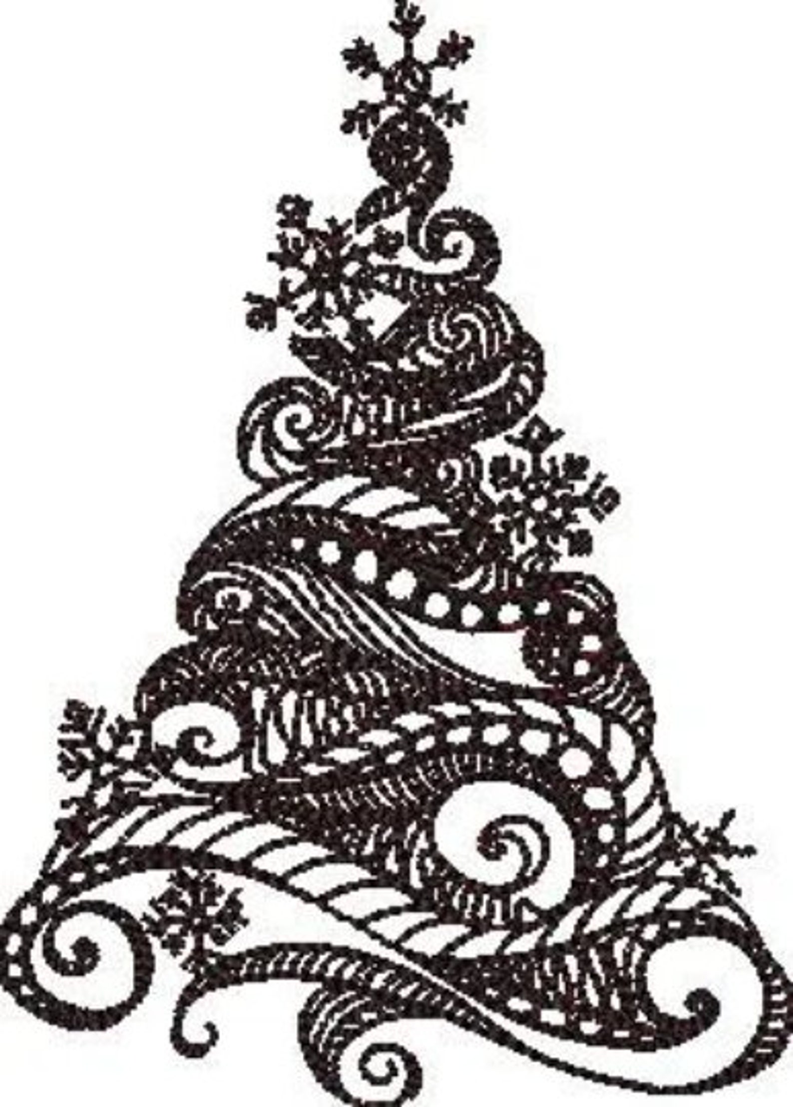 Zentangle Christmas Tree Embroidery Design Tree Embroidery Design ...