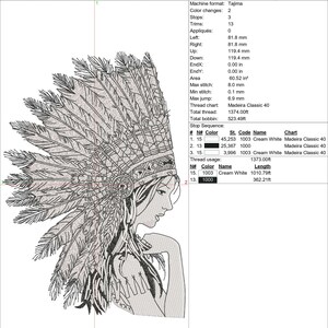 Native Woman Embroidery Design Native Woman With Headdress Machine ...