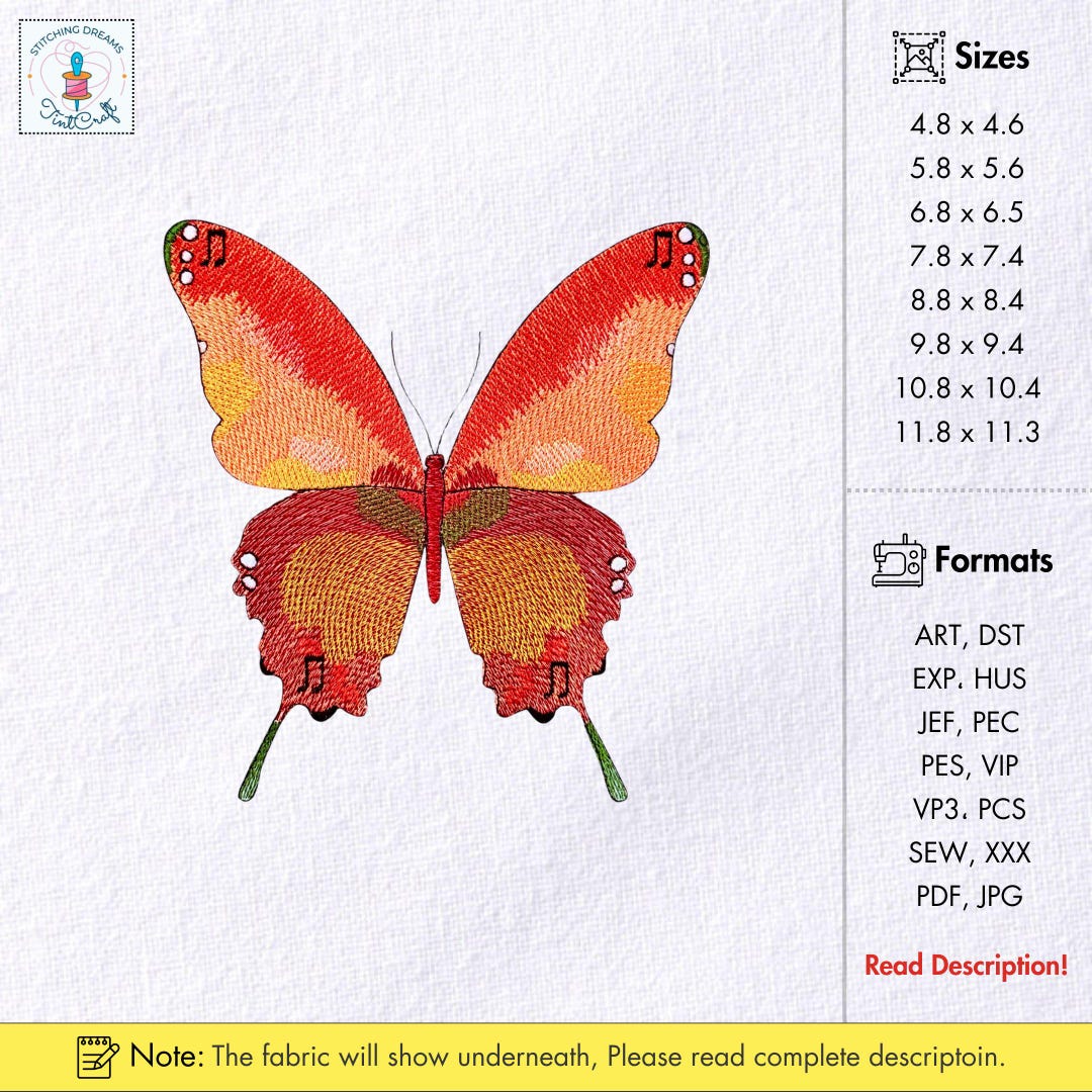 Butterfly Machine Embroidery Design Elegant Colorful Butterfly ...