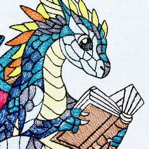Dragon Machine Embroidery Design Cute Reading Dragon Embroidery Pattern ...