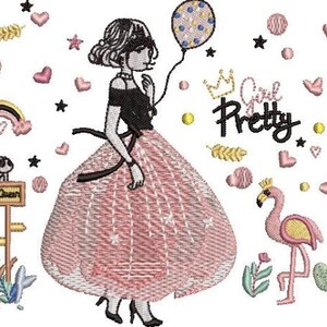 Girl Embroidery Design Pretty Girl Machine Embroidery Design Girl DST ...