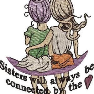 Sisters Love Embroidery Design Sisters Embroidery Designs Friends ...