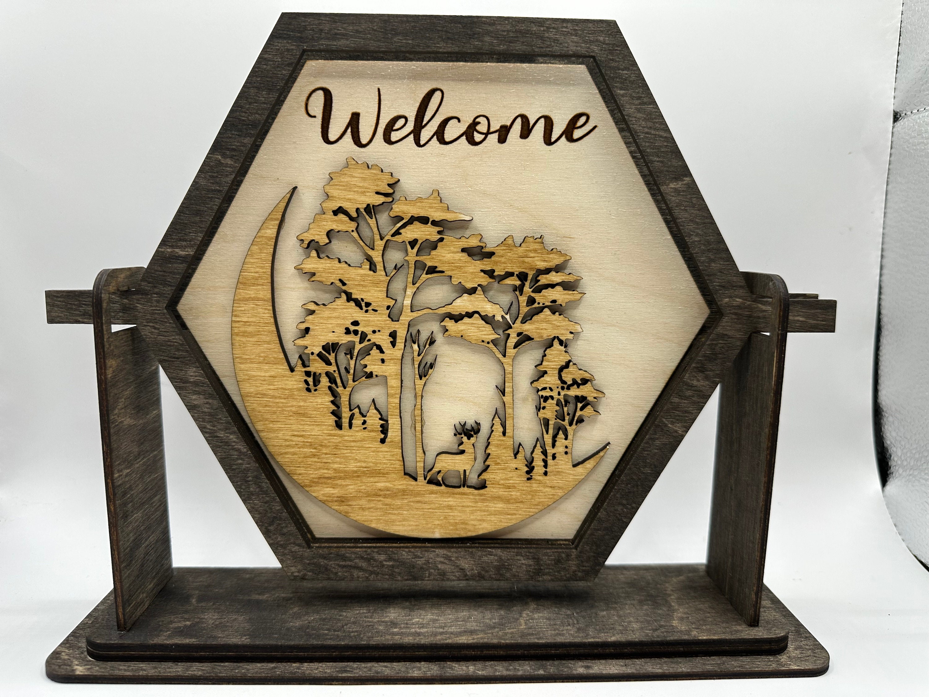 Nature Welcome Sign (forest Silhouette) | Insert for Hexagon Frame ...