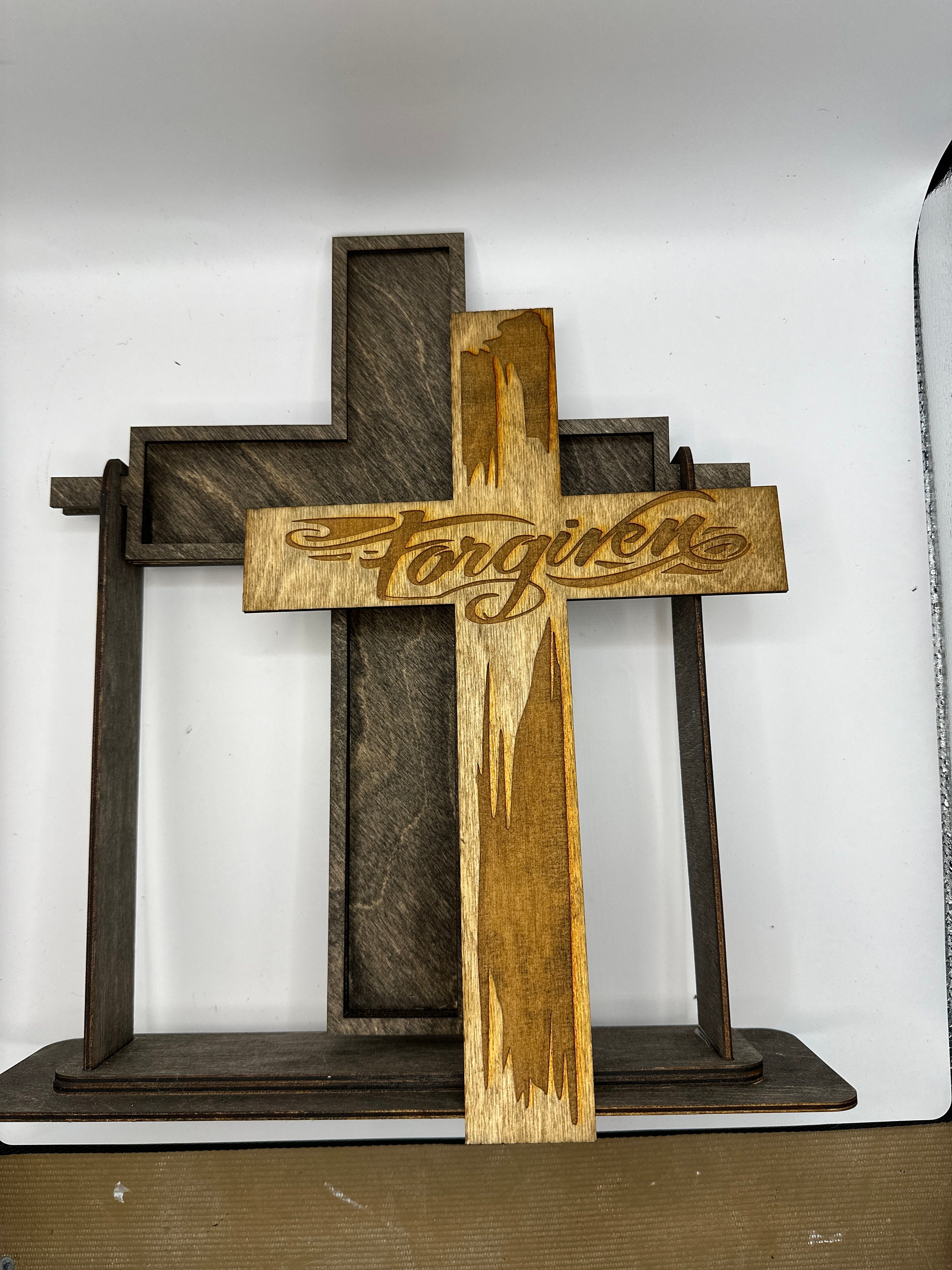 Forgiven Interchangeable Cross Shaped Frame SVG, Lightburn, PDF Digital ...