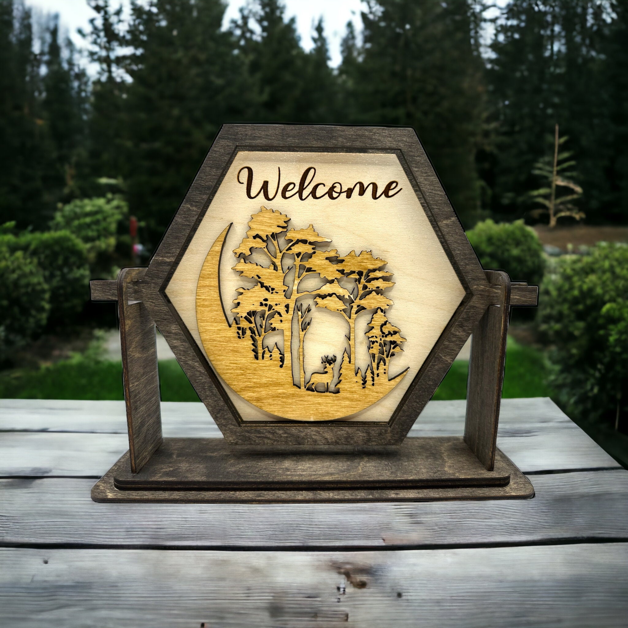 Nature Welcome Sign (forest Silhouette) | Insert for Hexagon Frame ...