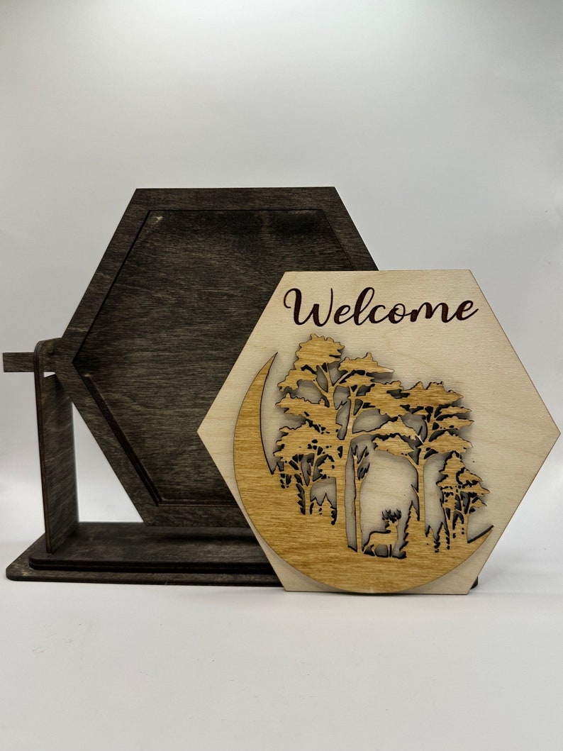 Nature Welcome Sign (forest Silhouette) | Insert for Hexagon Frame ...