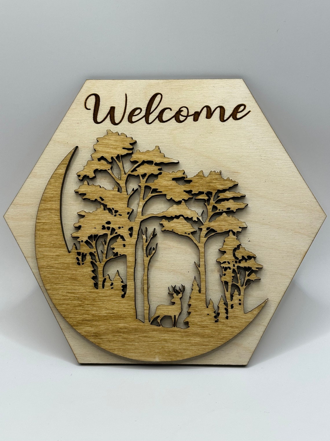 Nature Welcome Sign (forest Silhouette) | Insert for Hexagon Frame ...