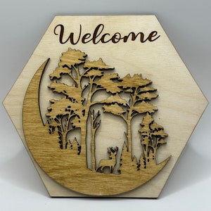 Nature Welcome Sign (forest Silhouette) | Insert for Hexagon Frame ...