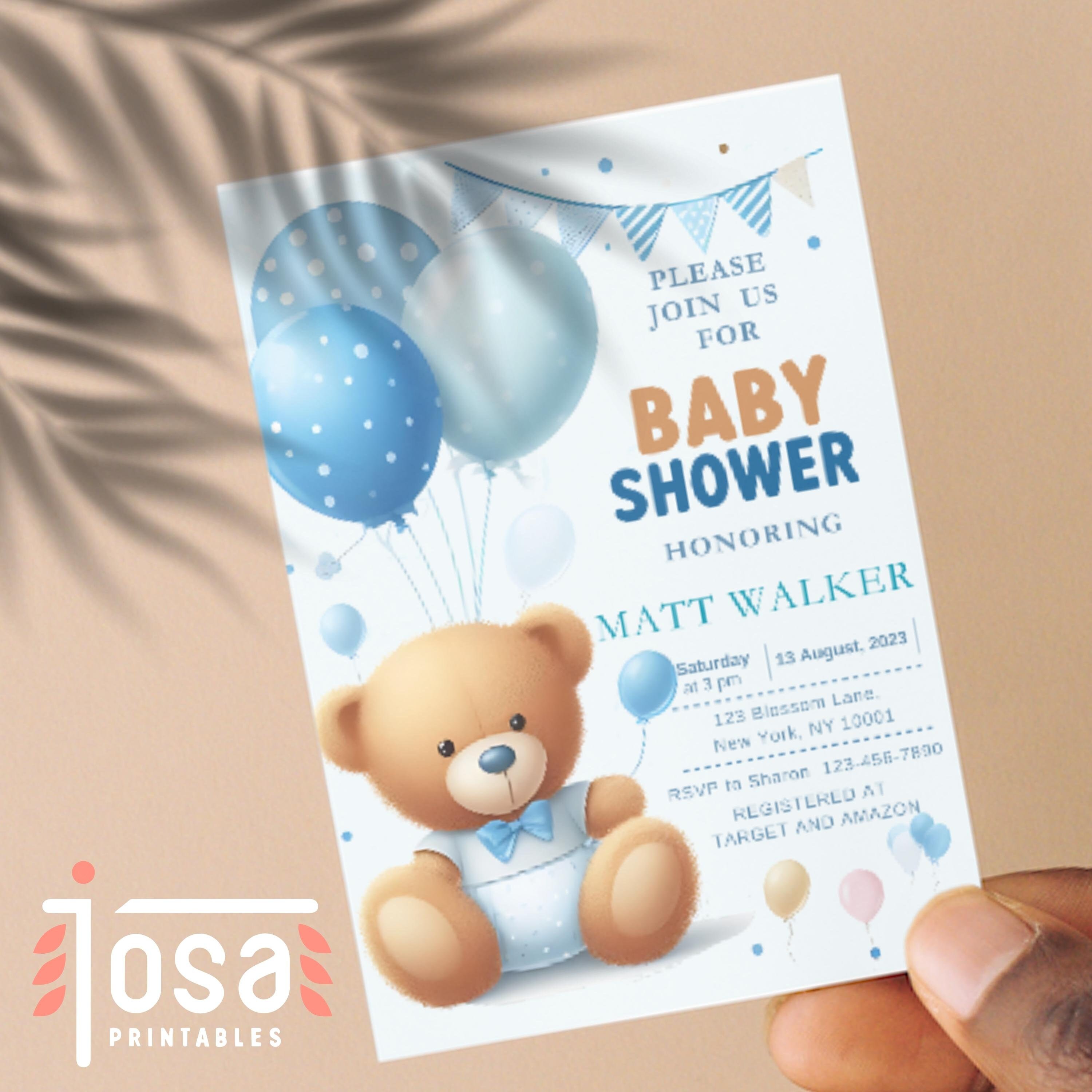 EDITABLE Teddy Bear Baby Shower Invitation Template INSTANT - Etsy