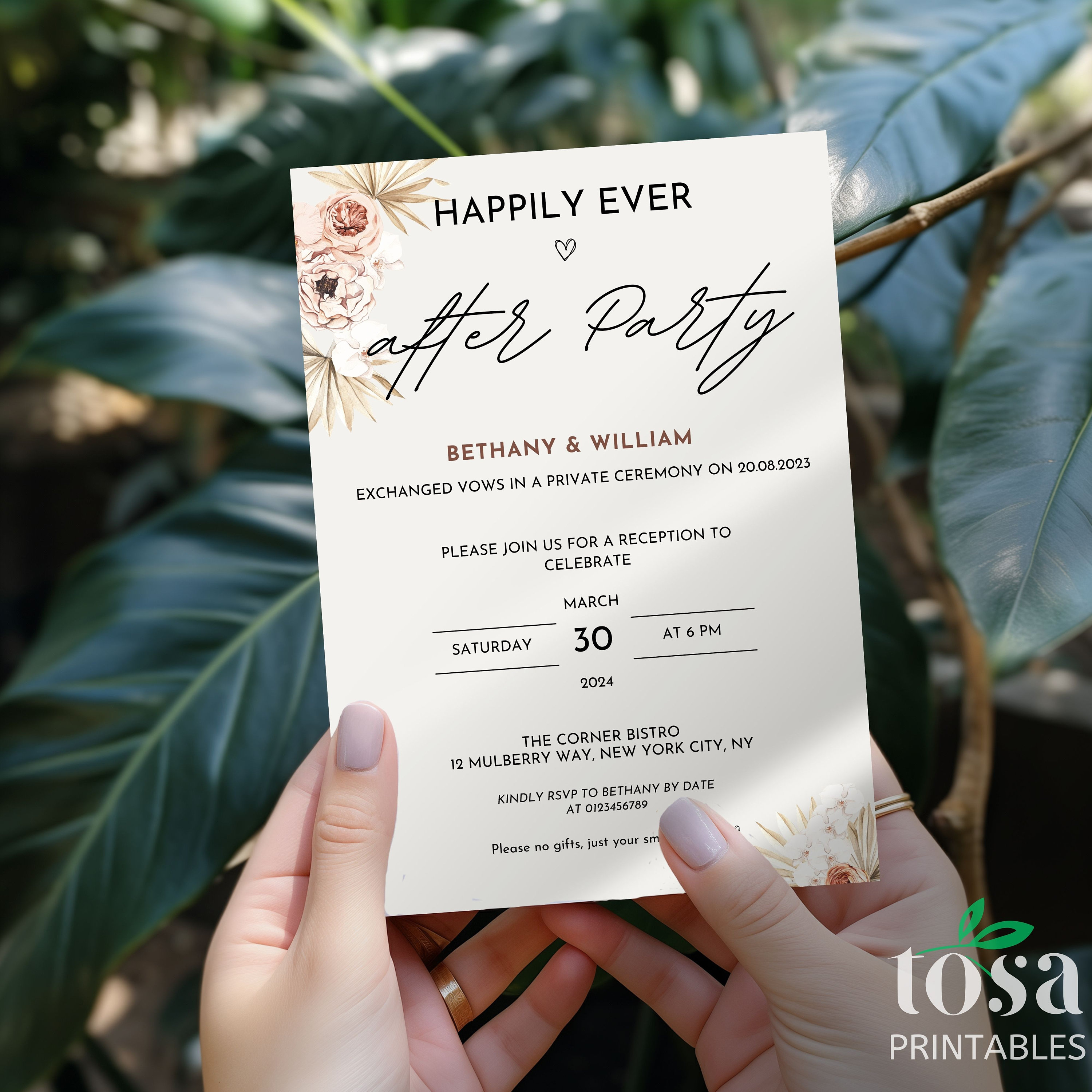 Editable Reception Party Invitation, Happily Ever After Party Invite ...