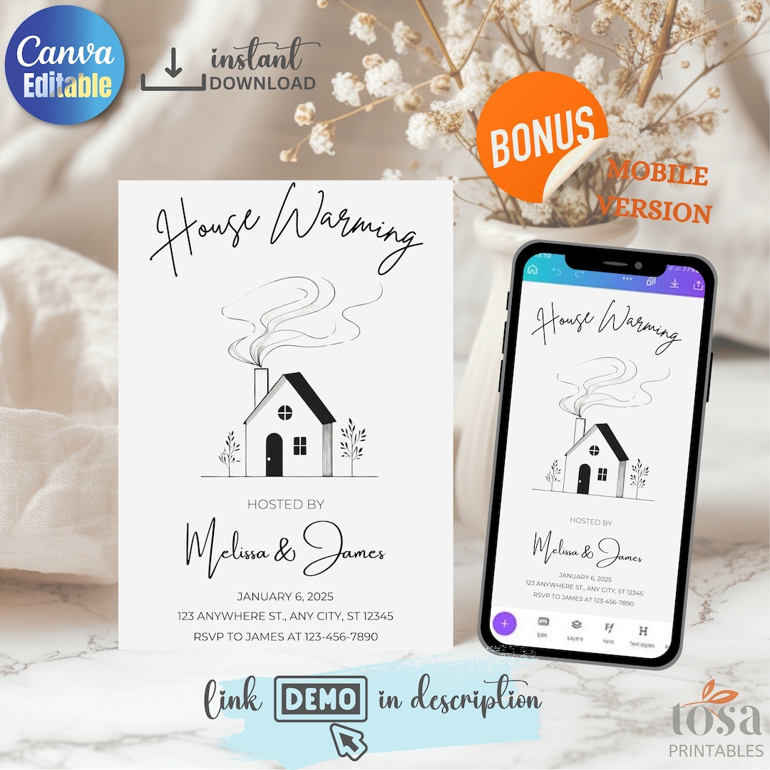 Editable House Warming Invitation Template Housewarming Party Invite ...