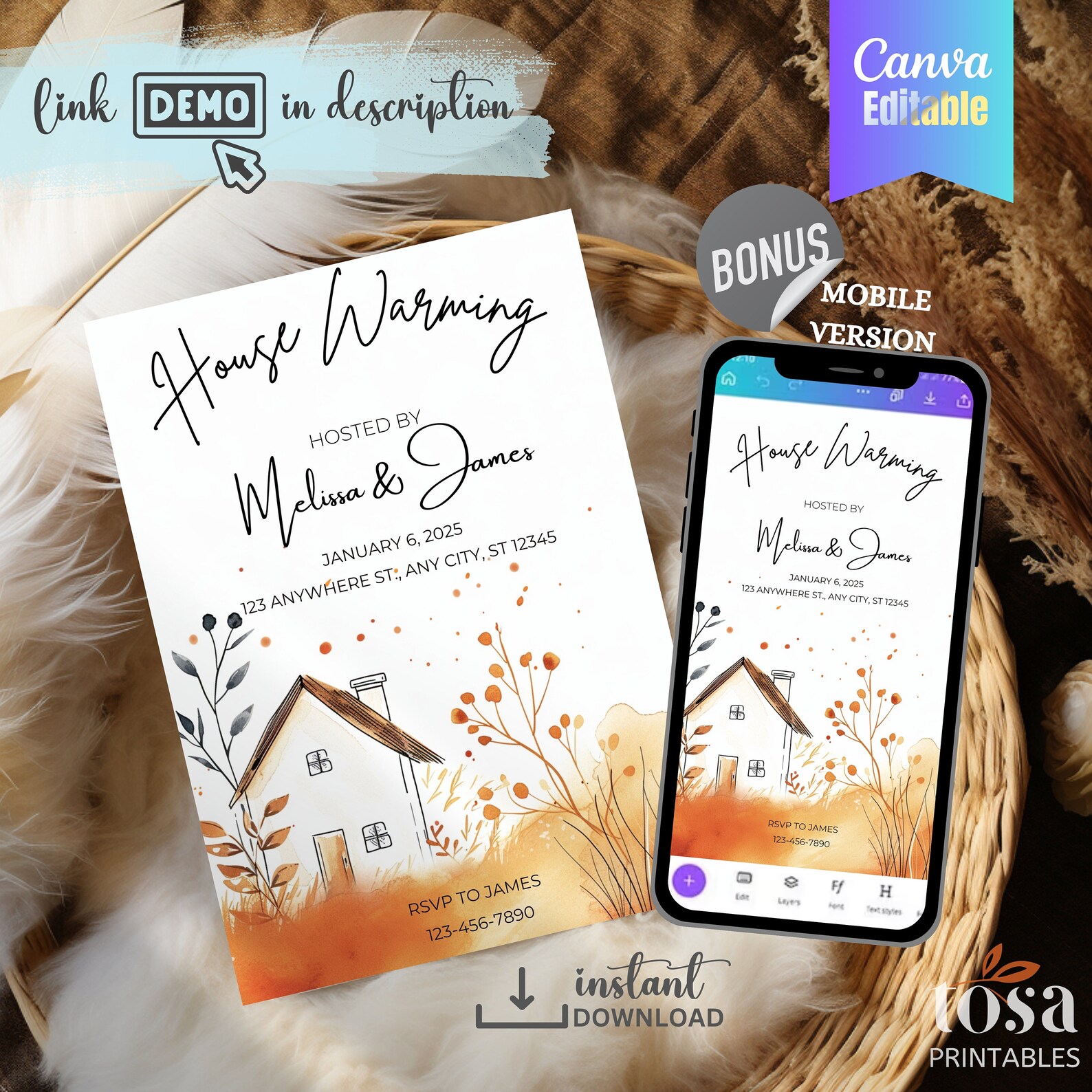 Editable House Warming Invitation Template Housewarming Party Invite ...
