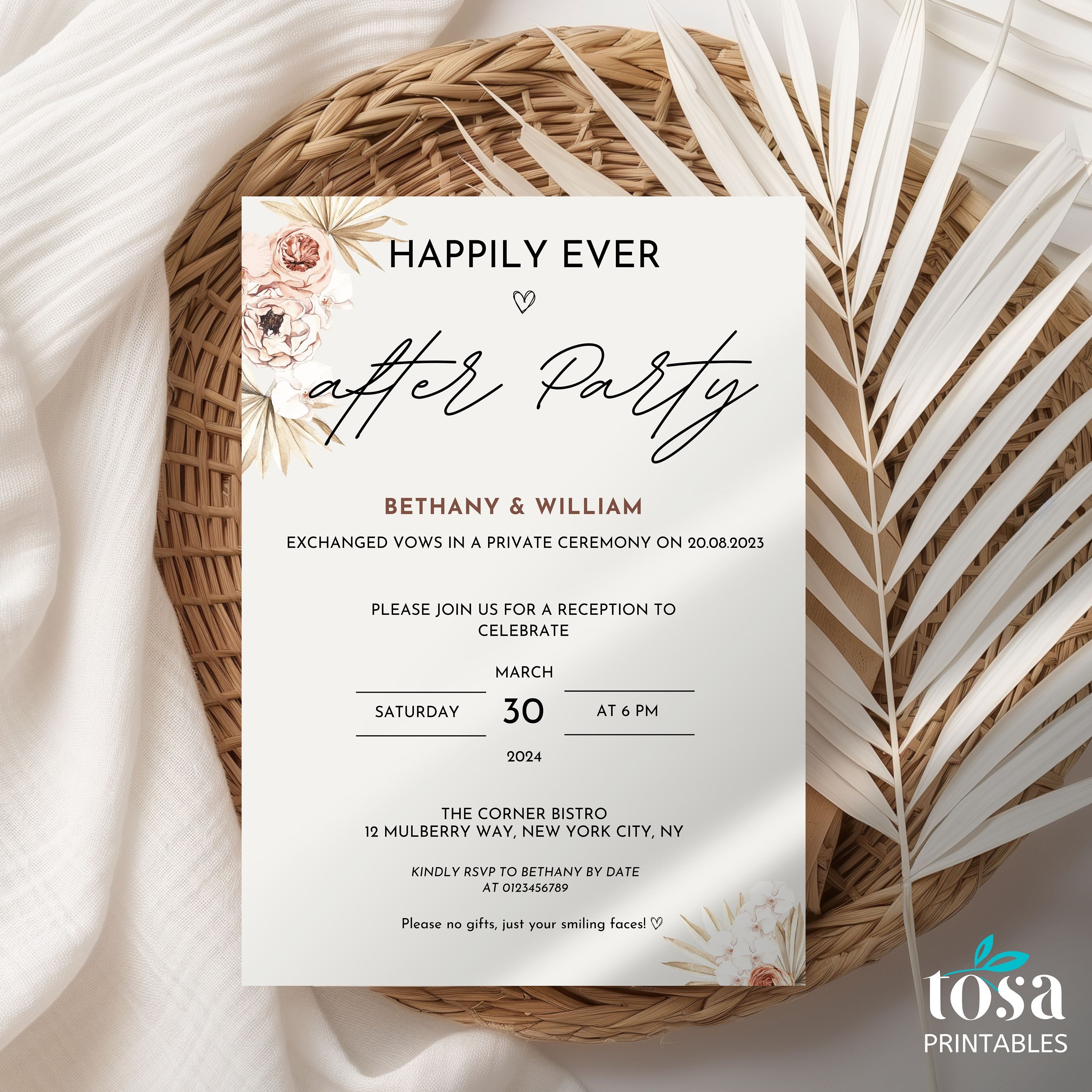 Editable Reception Party Invitation, Happily Ever After Party Invite ...