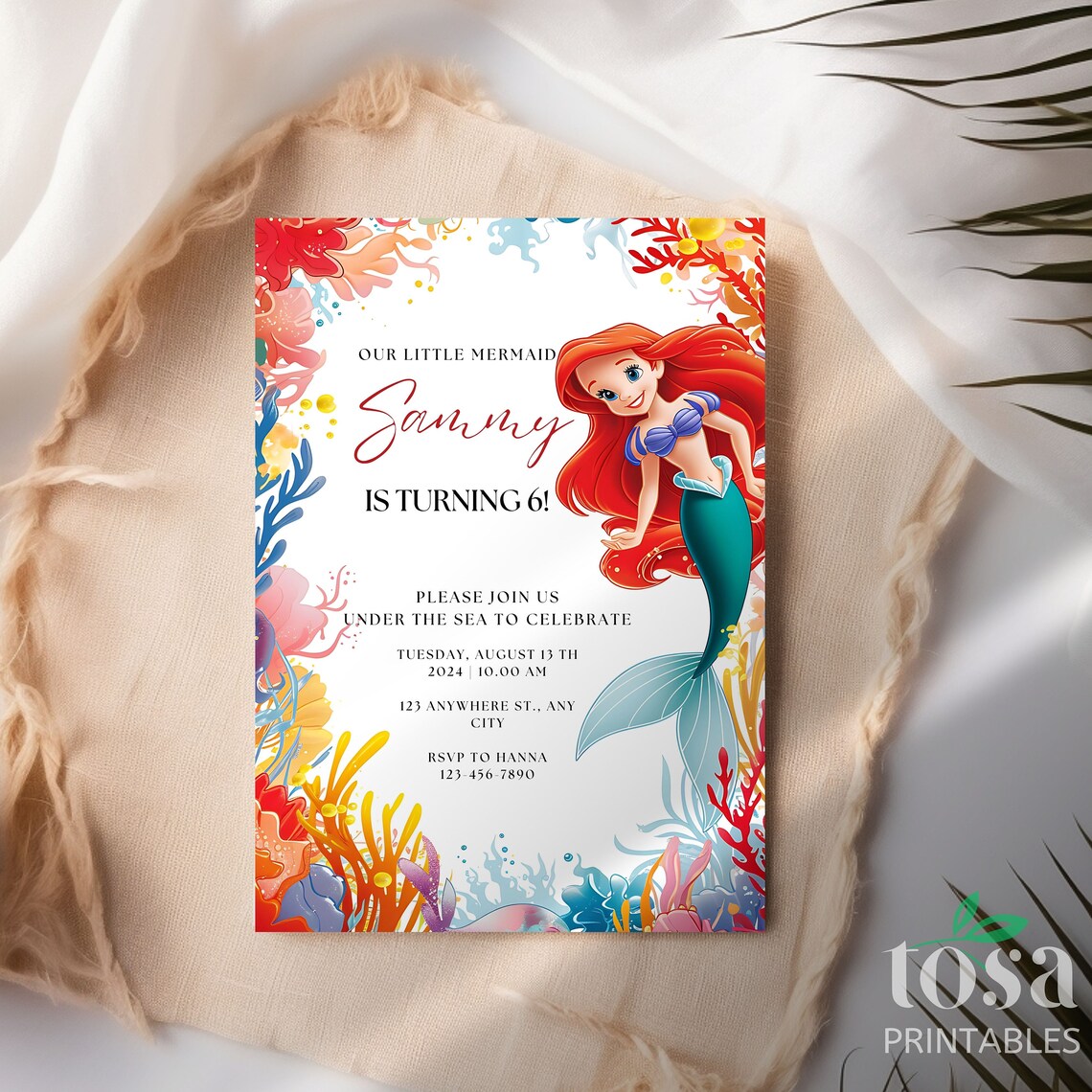 Editable Mermaid Birthday Invitation: Under the Sea Canva Template ...