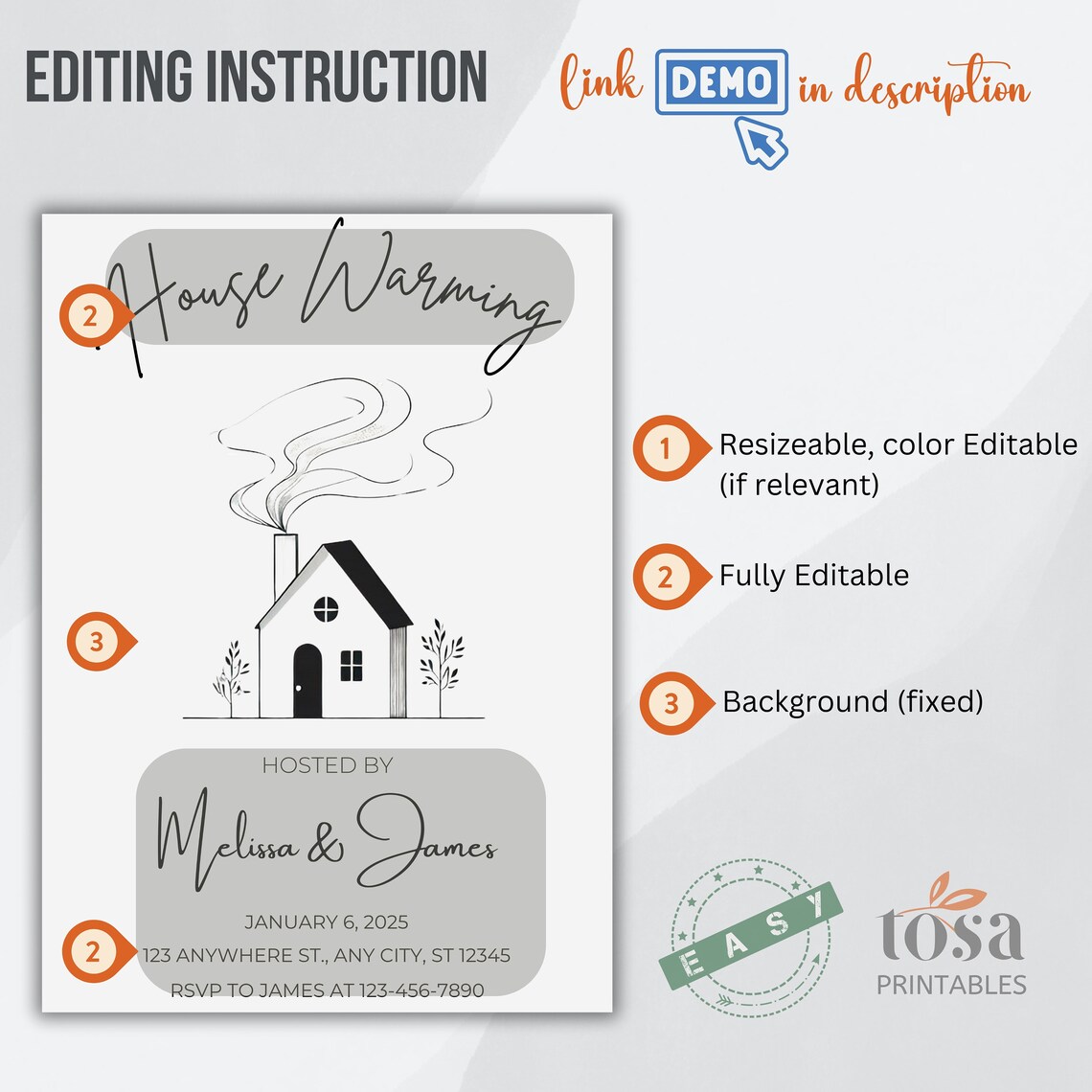 Editable House Warming Invitation Template Housewarming Party Invite ...