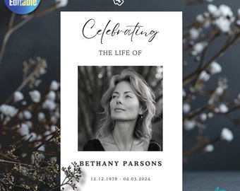 Minimalist Funeral Program Template Printable Order of Service Simple ...